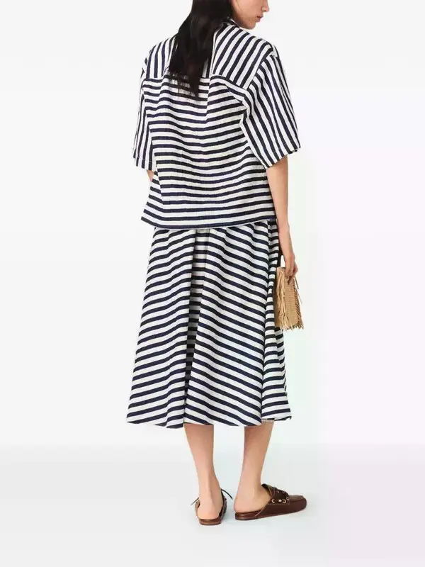 Maje Striped A-line Skirt - Blue
