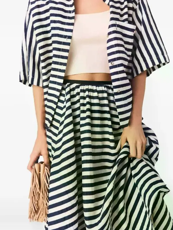 Maje Striped A-line Skirt - Blue
