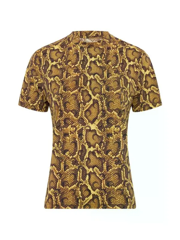 MARINE SERRE Python-print Crew-neck Top - Yellow