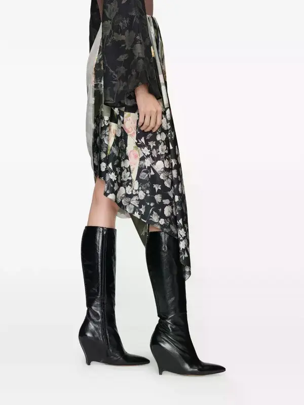 MAISON MARGIELA Silk Floral Draped Midi Skirt