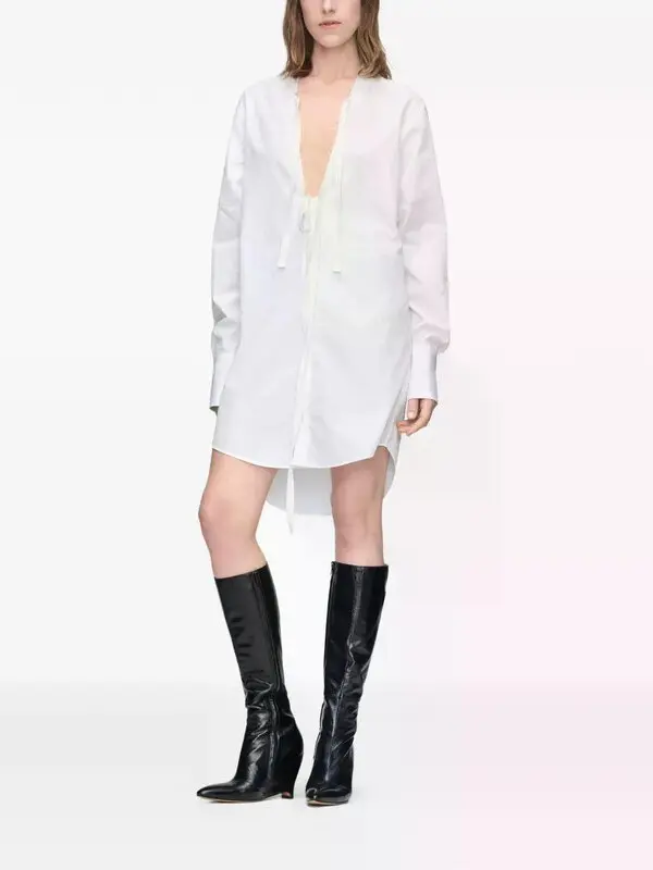 MAISON MARGIELA Cotton Popeline Shirt Dress With Plunging Neck