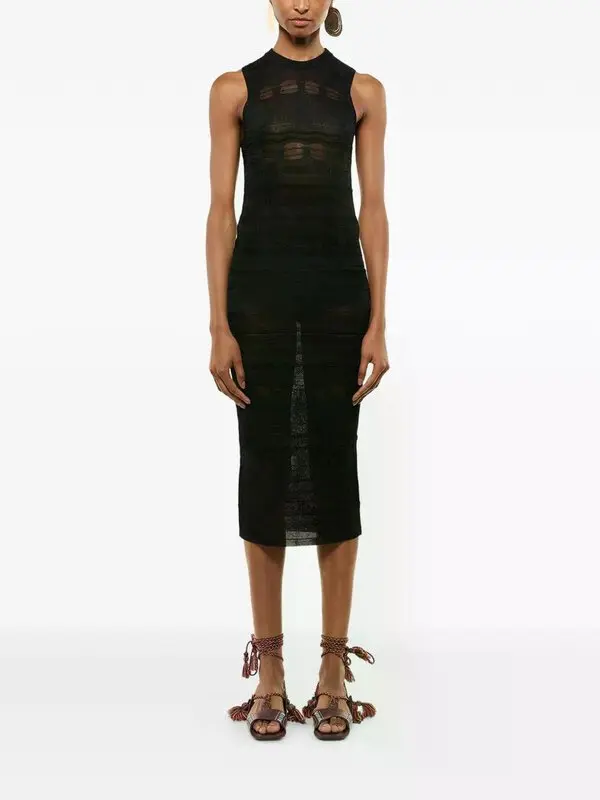 LANEUS Open-back Knit Dress - Black