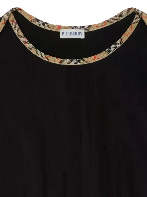 Burberry Check Trim Stretch Cotton T-shirt - Black