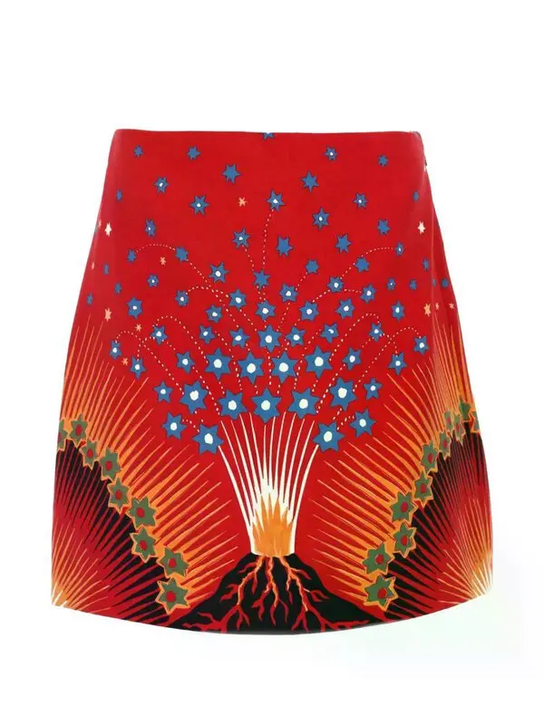 Valentino Garavani Volcano-print A-line Mini Skirt