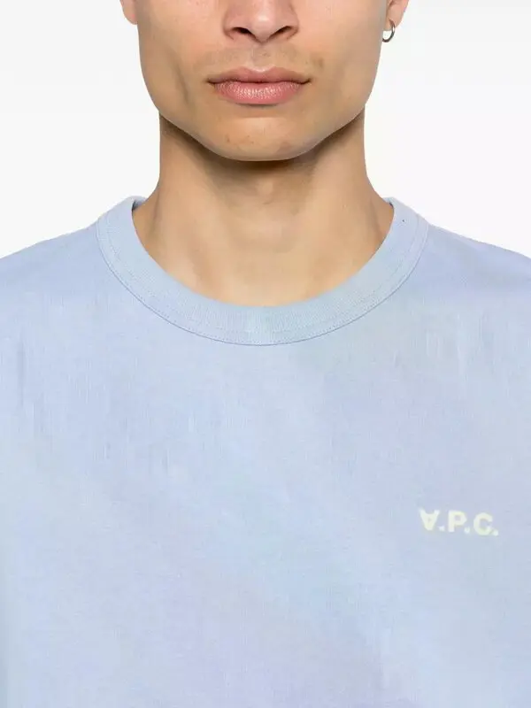 A.p.c. Logo Embossed Crew Neck T-shirt - Blue