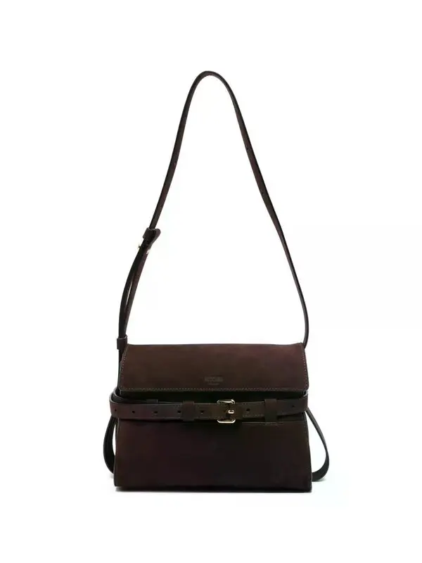 Moschino Buckle Suede Cross Body Bag - Brown