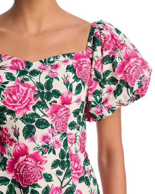 Aqua Rose Floral Print Mini Dress