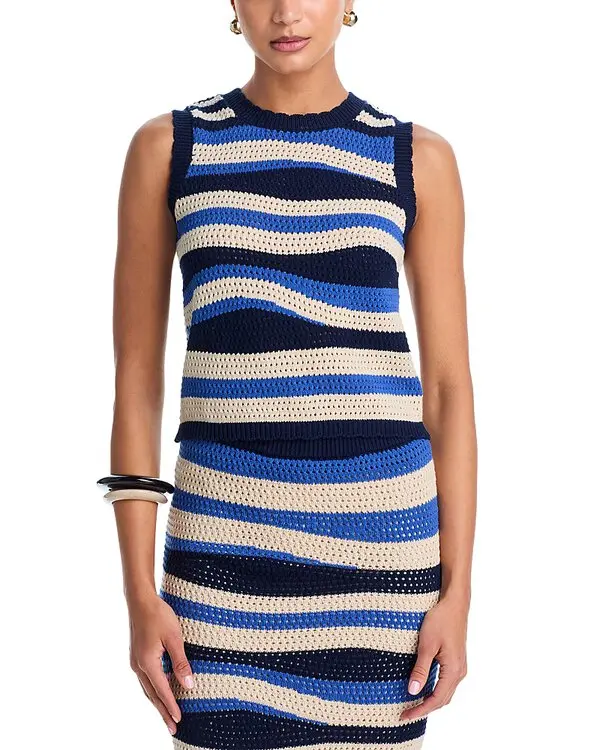 Aqua Wavy Crochet Tank - Blue Multi