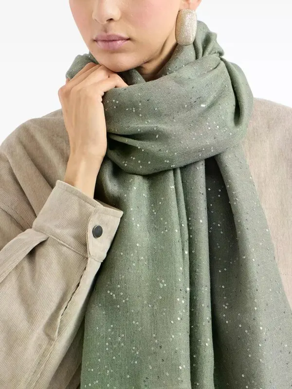 Brunello Cucinelli Fringed Scarf - Green