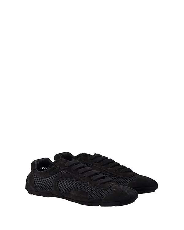 Prada Montecarlo Re-edition 2005 Suede And Mesh Lace-up Sneakers - Black