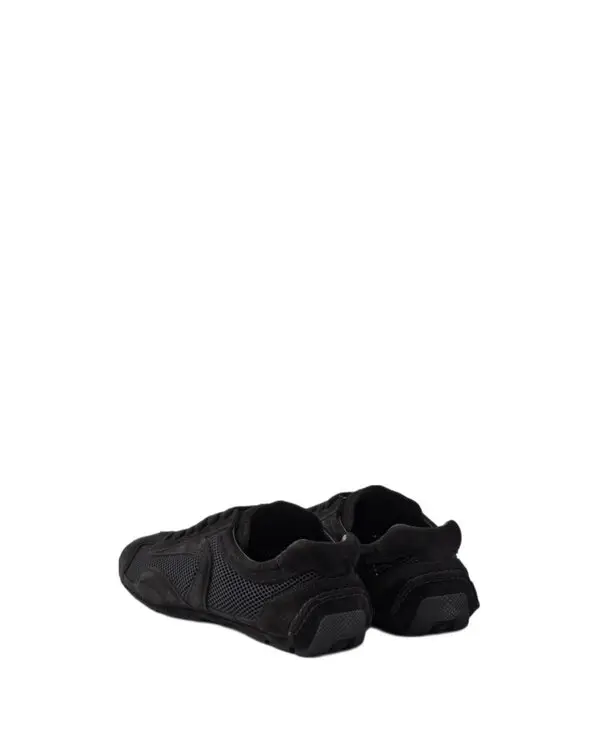 Prada Montecarlo Re-edition 2005 Suede And Mesh Lace-up Sneakers - Black