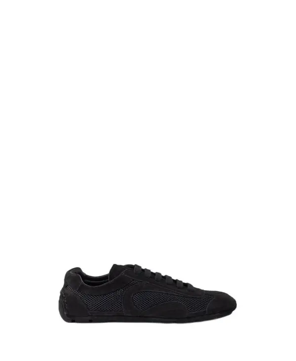 Prada Montecarlo Re-edition 2005 Suede And Mesh Lace-up Sneakers - Black
