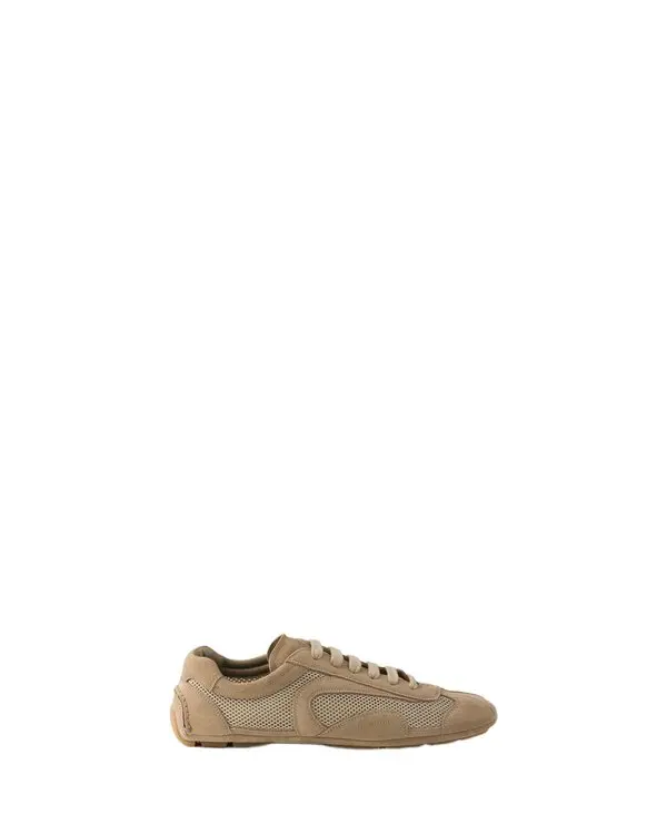 Prada Montecarlo Re-edition 2005 Suede And Mesh Lace-up Sneakers - Neutral