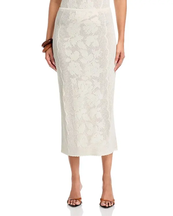 Aqua Placed Crochet Midi Skirt