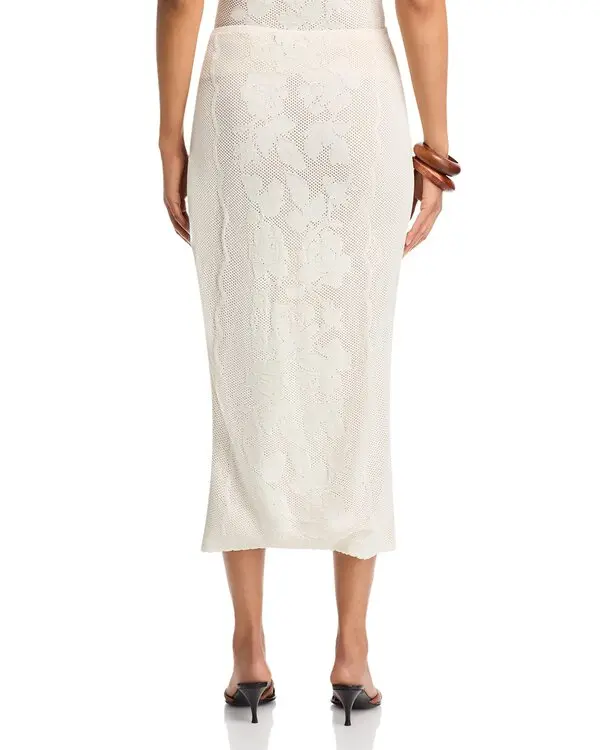 Aqua Placed Crochet Midi Skirt