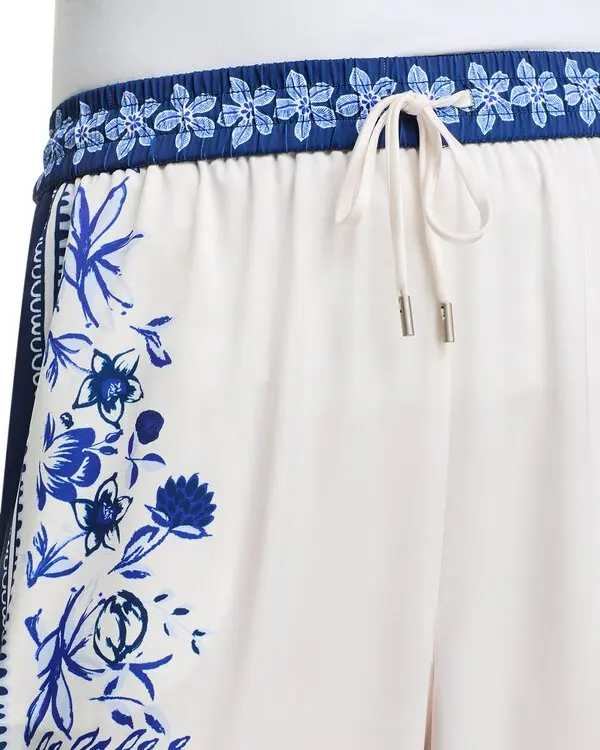 Aqua Floral Print Wide Leg Pants - Blue Multi