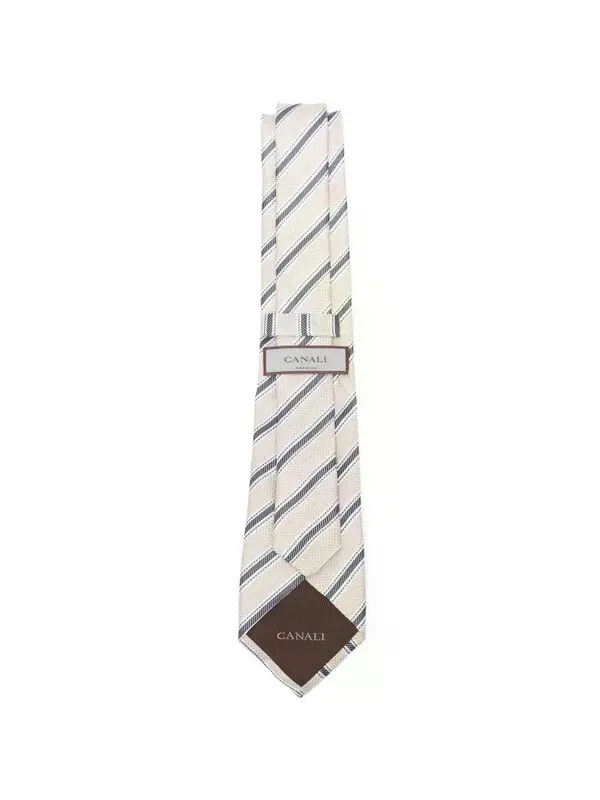 Canali Striped Neck Tie - Neutrals
