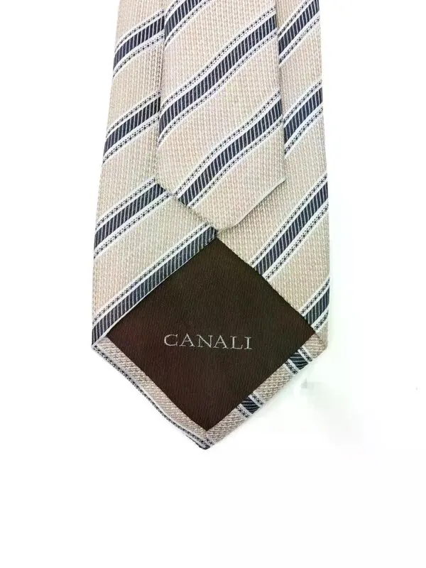 Canali Striped Neck Tie - Neutrals
