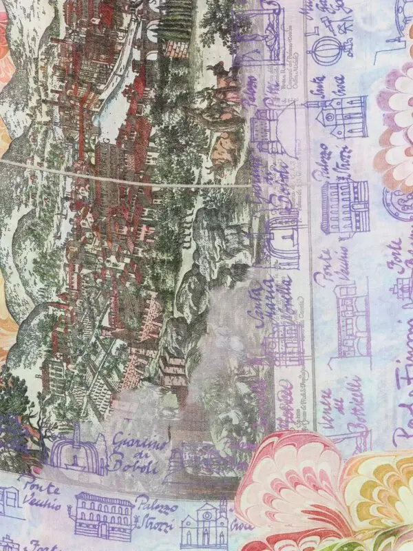 Faliero Sarti X Paolo Fiumi Fiorentina Printed Scarf - Blue