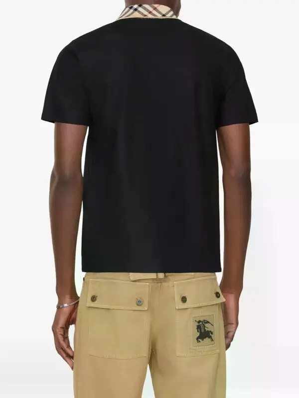 Burberry Check-collar Cotton Polo Shirt - Black