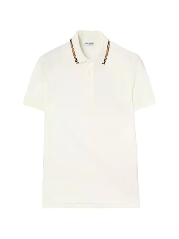 Burberry Check-trim Cotton Polo Shirt - White