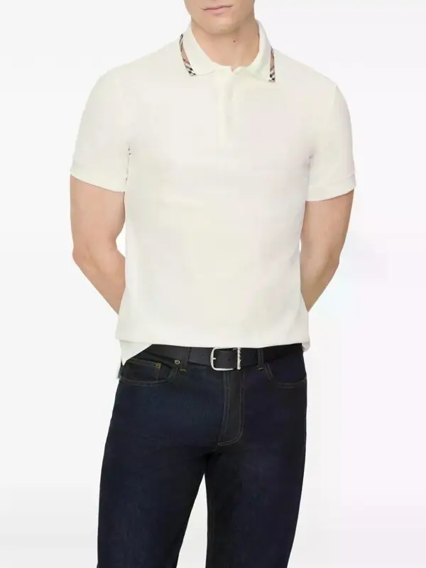 Burberry Check-trim Cotton Polo Shirt - White