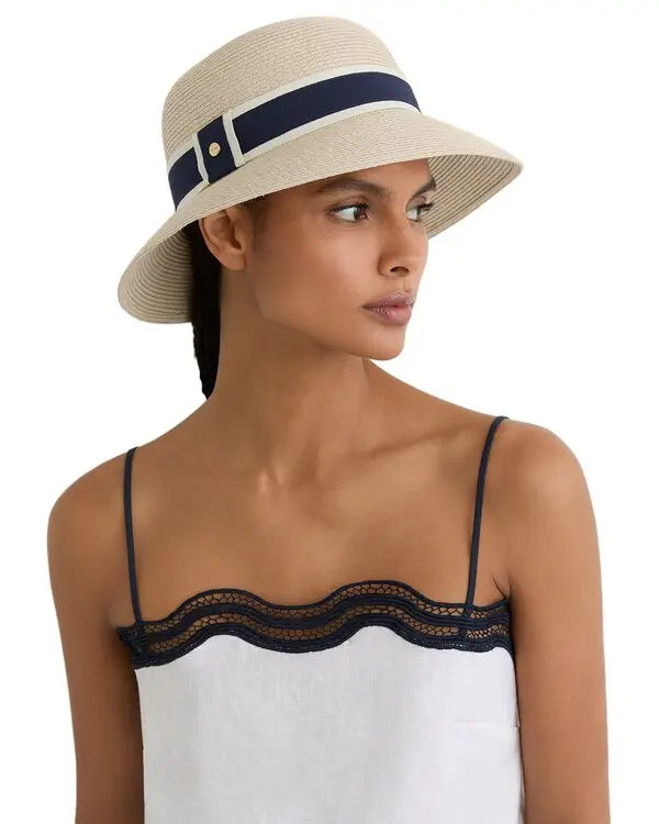 REISS Cindy Ribbon Straw Hat - Natural