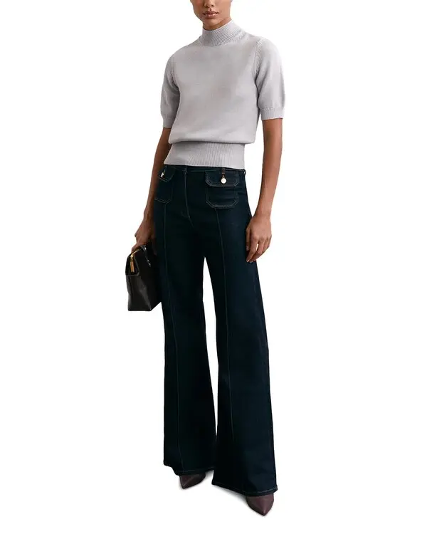 REISS Aria Funnel Neck Top