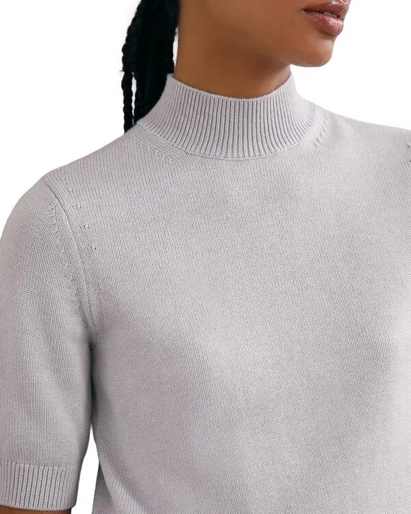 REISS Aria Funnel Neck Top