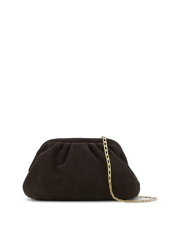 REISS Mia Suede Clutch - Chocolate