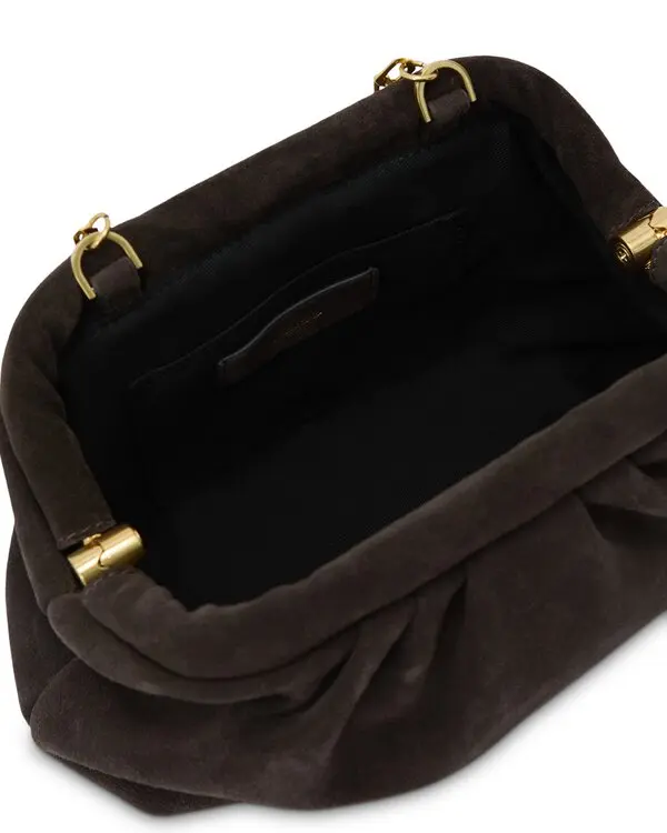REISS Mia Suede Clutch - Chocolate