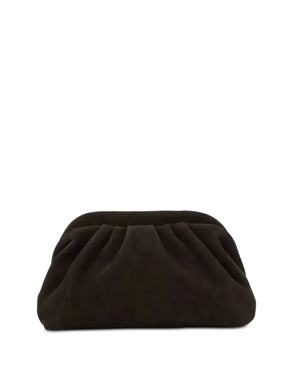 REISS Mia Suede Clutch - Chocolate