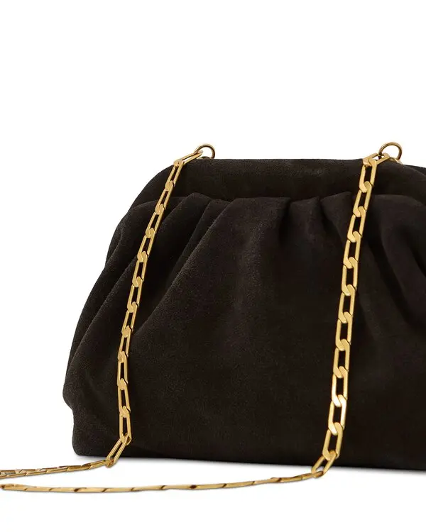 REISS Mia Suede Clutch - Chocolate