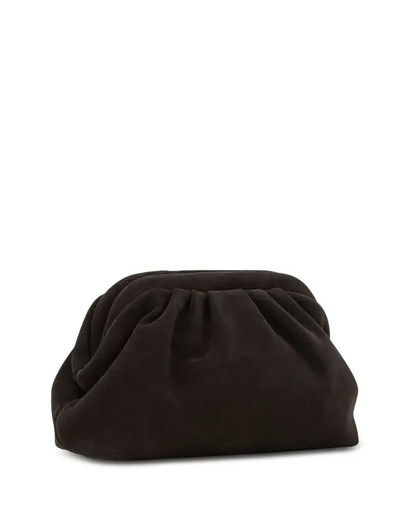 REISS Mia Suede Clutch - Chocolate
