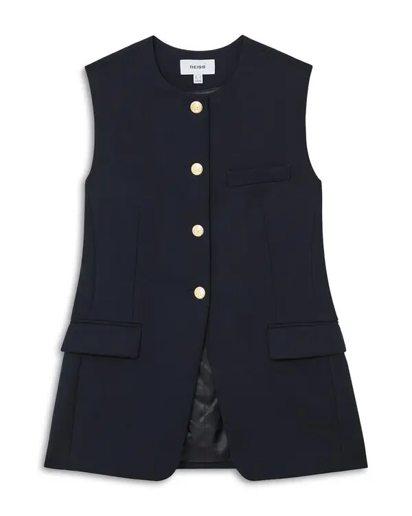 REISS Gabi Longline Vest - Navy