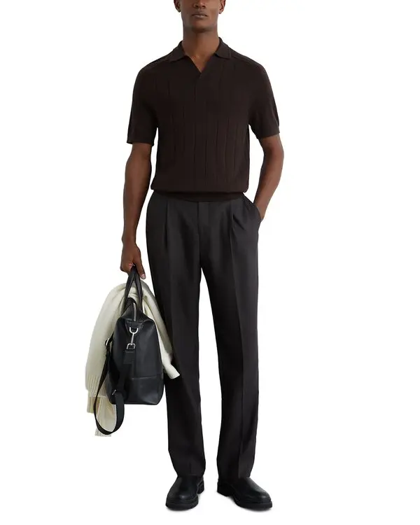 REISS Open Collar Polo Shirt - Chocolate