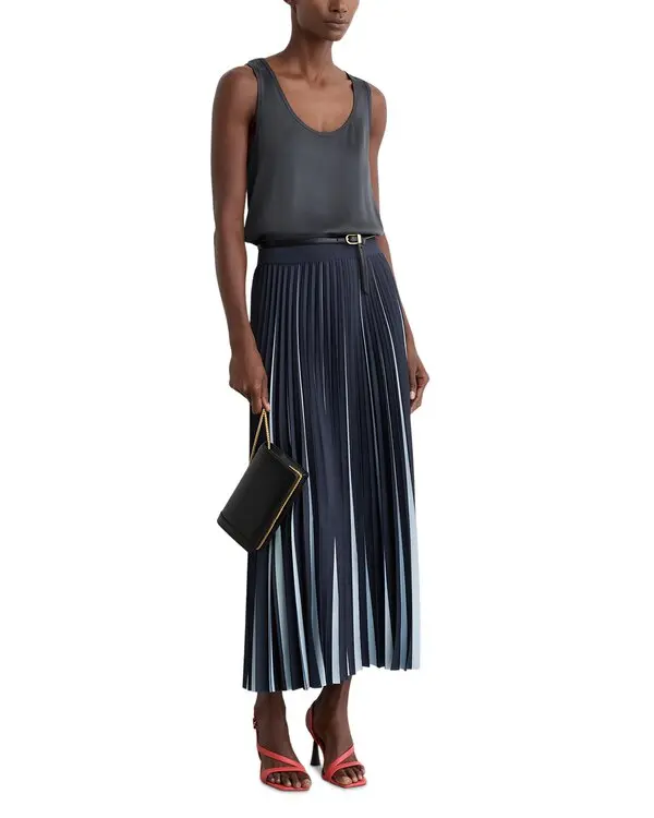 REISS Ruby Silk Front Cami - Navy