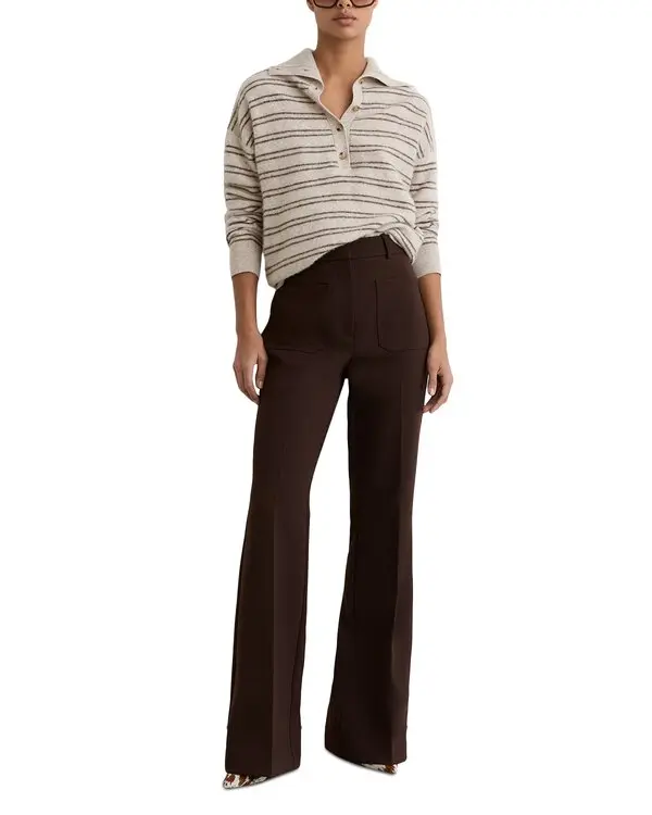 REISS Evana Striped Wool & Cashmere Collared Sweater
