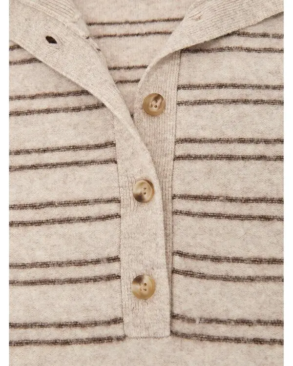REISS Evana Striped Wool & Cashmere Collared Sweater