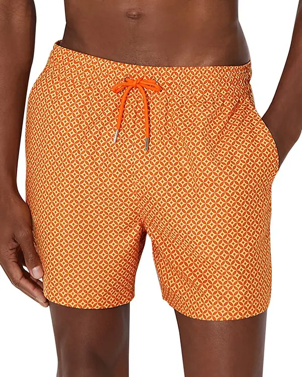 REISS Geo Print Swimsuit - Tangerine