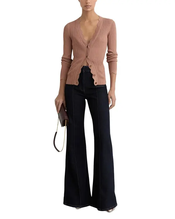 REISS Vinny Scallop Detail Cardigan