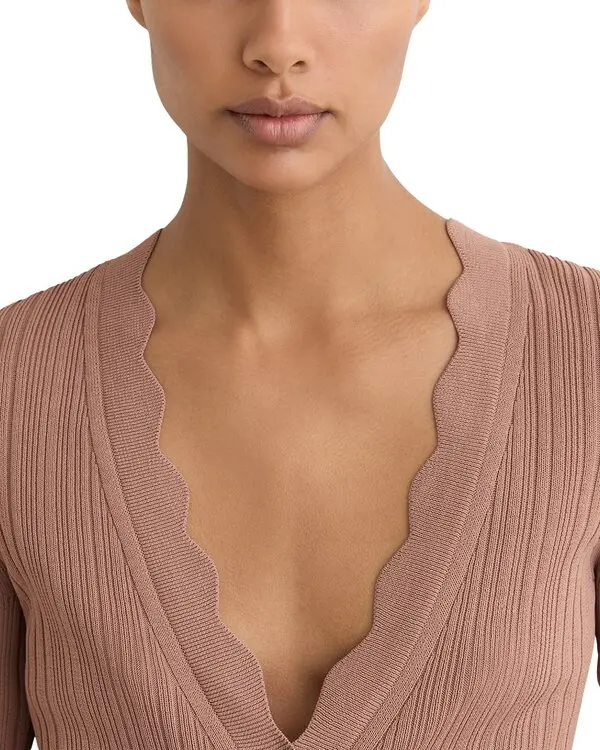 REISS Vinny Scallop Detail Cardigan