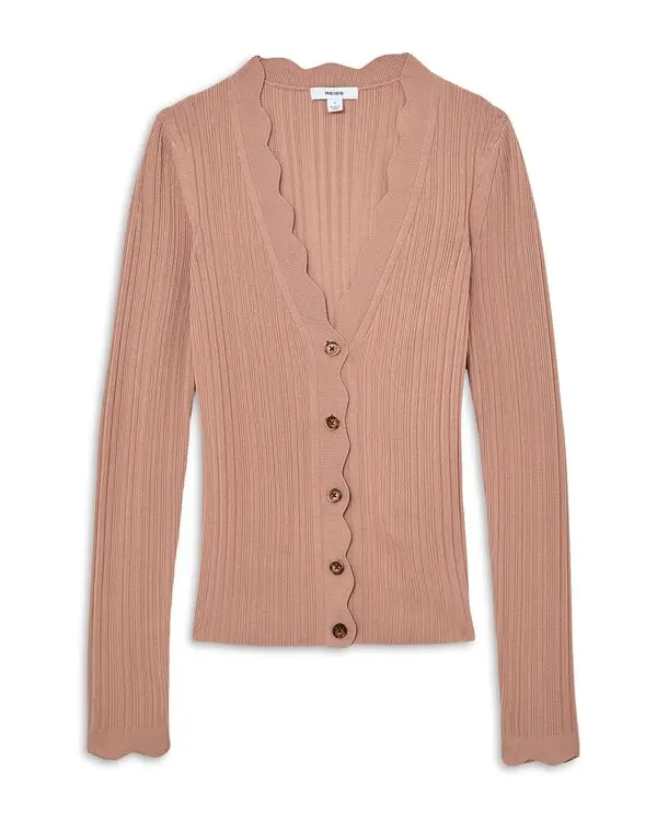 REISS Vinny Scallop Detail Cardigan