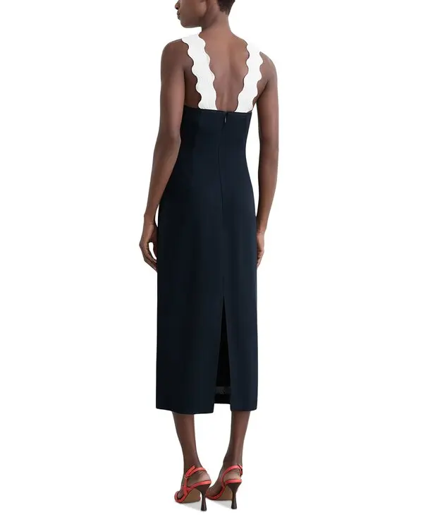 REISS Dillon Contrast Bodycon Midi Dress - Navy/ivory