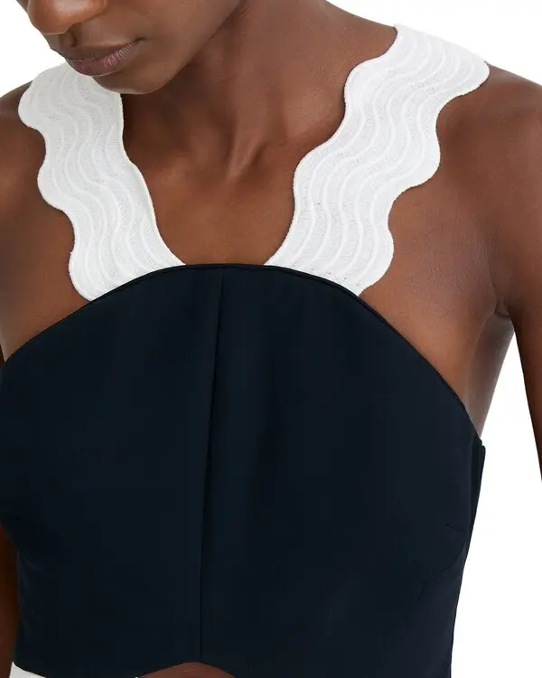 REISS Dillon Contrast Bodycon Midi Dress - Navy/ivory