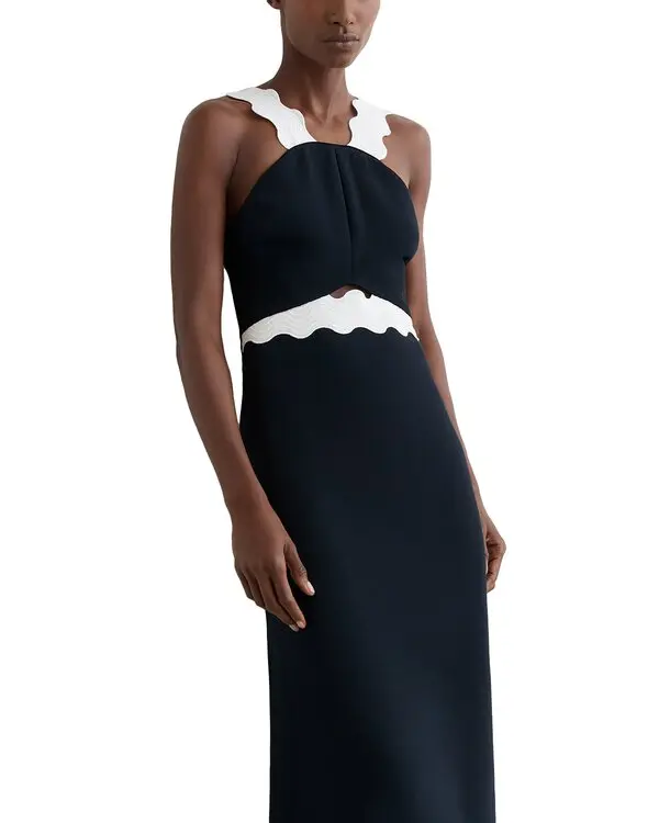 REISS Dillon Contrast Bodycon Midi Dress - Navy/ivory