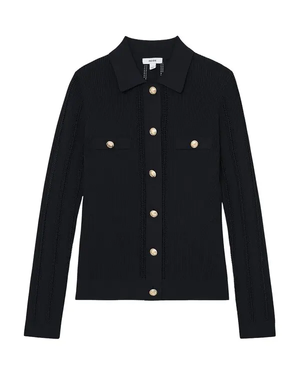 REISS Harri Stitched Top With Button Detail