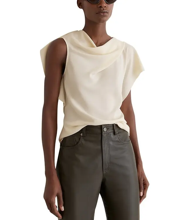 REISS Drape Neck Shell Top - Ivory