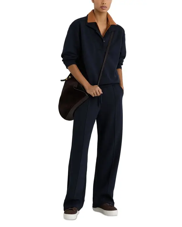 REISS Bella Sweatshirt With Stand Collar - Navy
