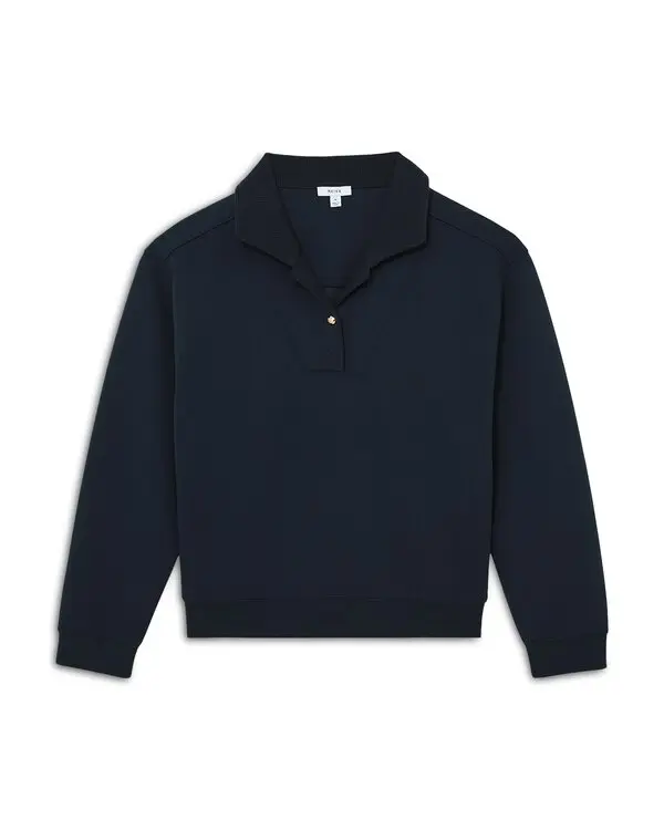 REISS Bella Sweatshirt With Stand Collar - Navy